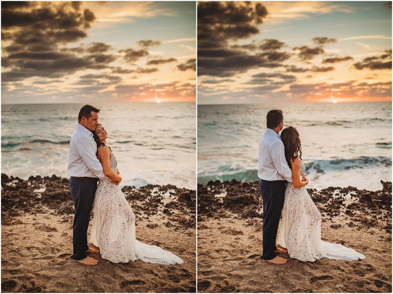 Beach Elopement at Sunrise | Ashley + Chad thebigdayweddings.com